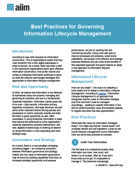Best Practices for Governing Information Lifecycle Management