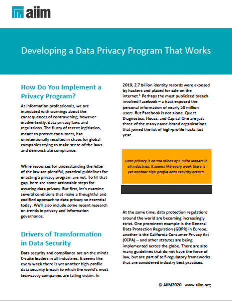 Developing a Data Privacy Program That Works